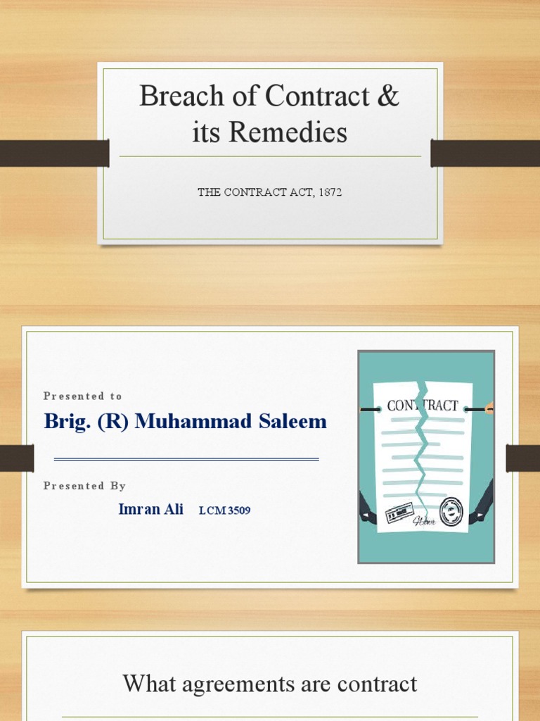Breach of Contract: Remedies Explained | PDF | Legal Remedy | Breach Of ...