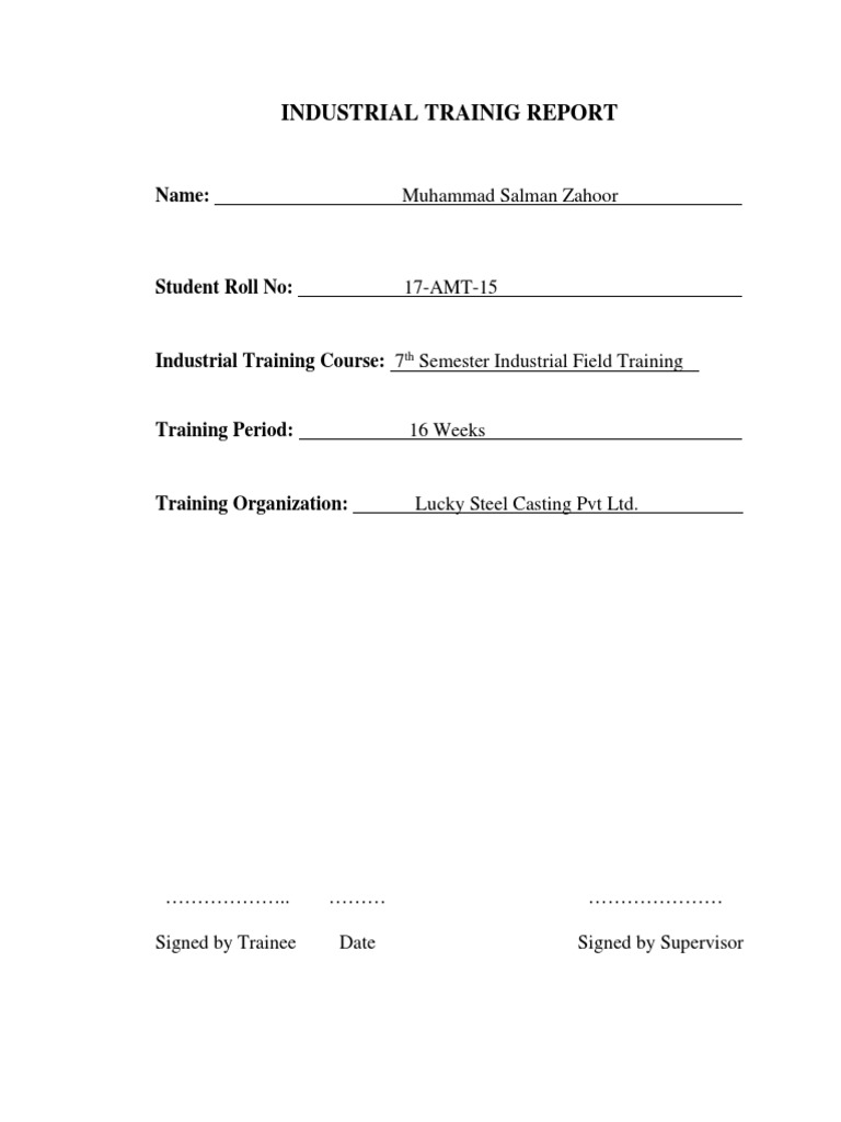 16 Week Industrial Report | PDF | Casting (Metalworking) | Materials