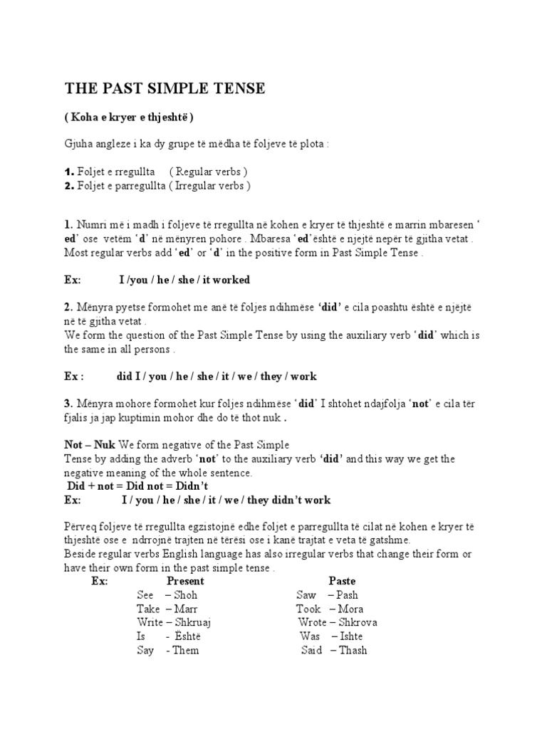 The Past Simple Tense | PDF