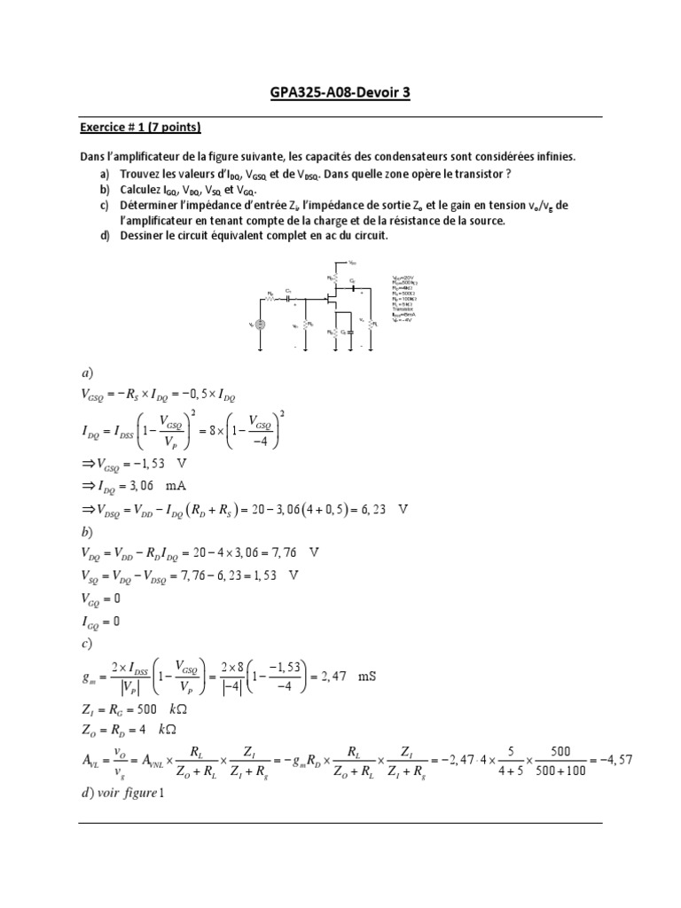 Devoir Solution | PDF | Amplificateur électronique | Radiocommunication