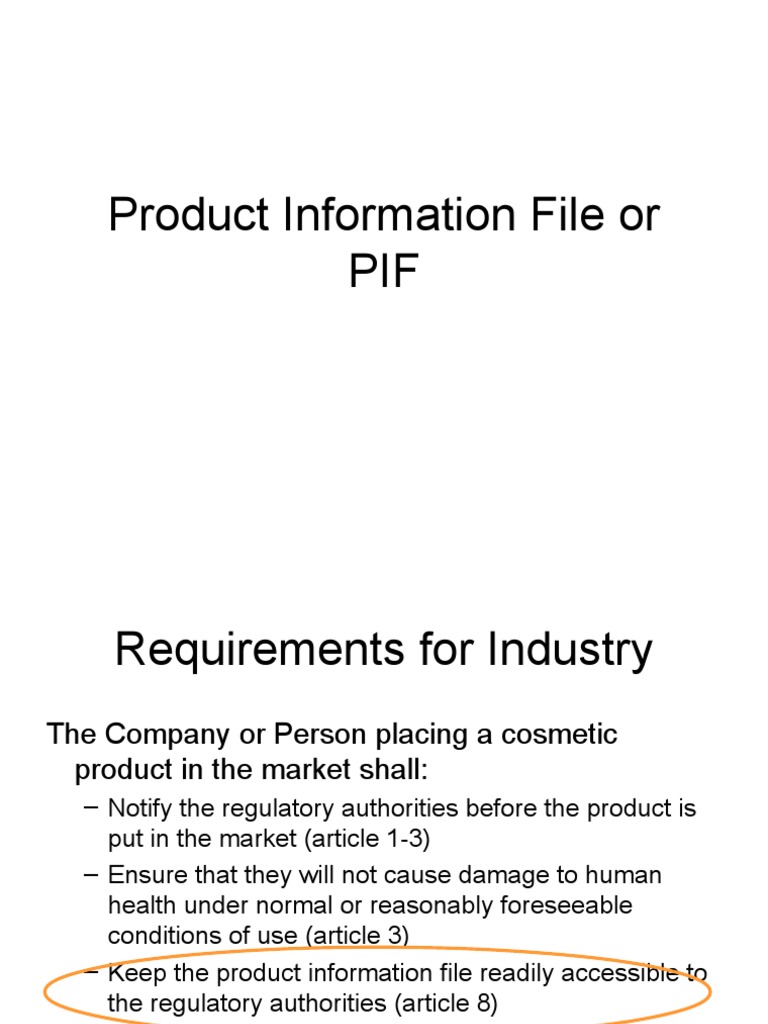 Product Information File or PIF | PDF | Perfume | Business