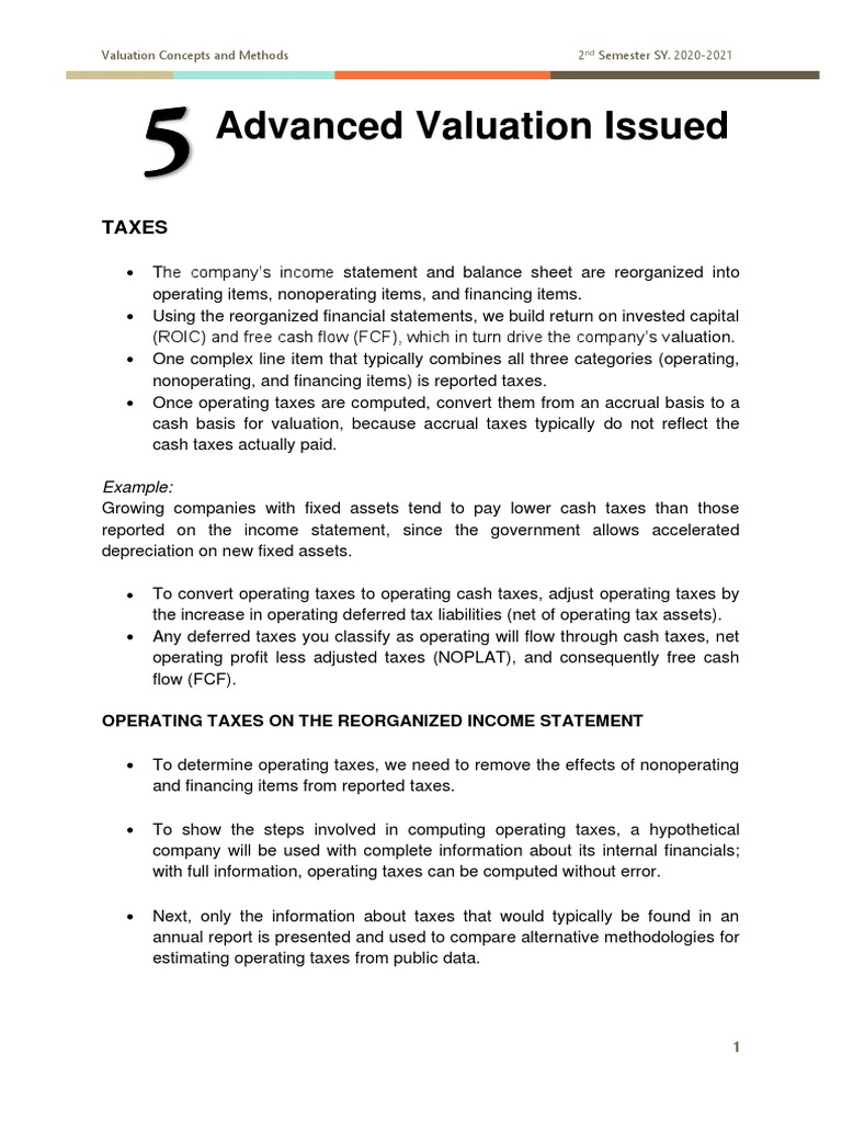 Chapter 5 Advanced Valuation Issues Module | PDF | Valuation (Finance ...