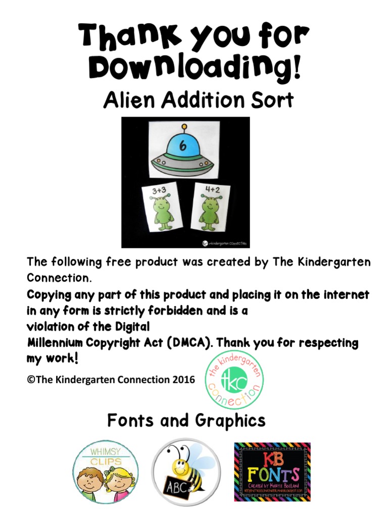 Thank You For Downloading!: Alien Addition Sort | PDF