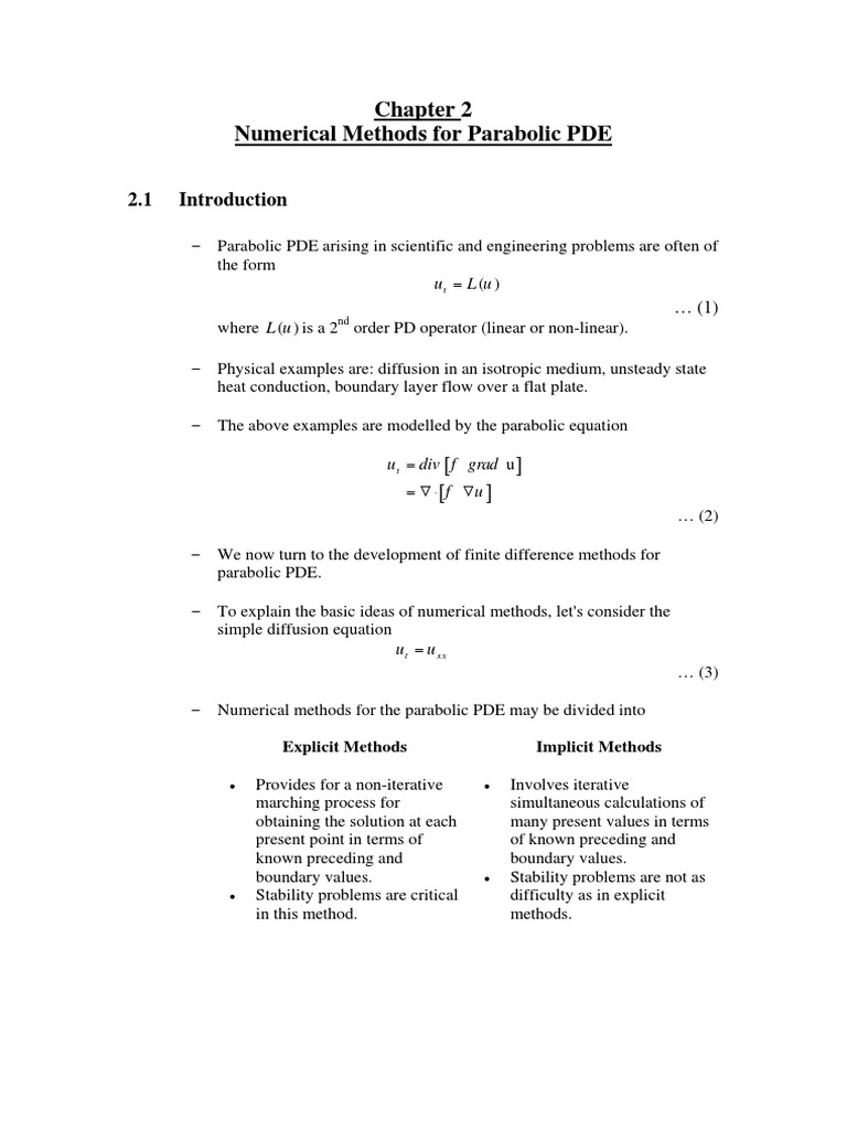 Chapter 2 - Numerical Methods For Parabolic PDE | PDF | Partial ...