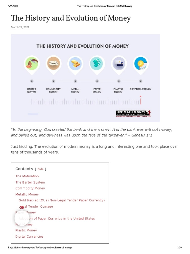 The History and Evolution of Money - LifeMathMoney | PDF | Currency | Money