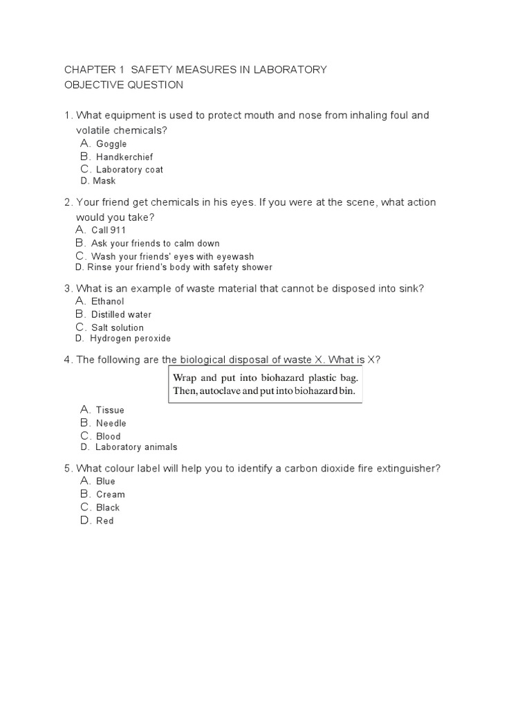 Laboratory Safety Quiz Questions | PDF