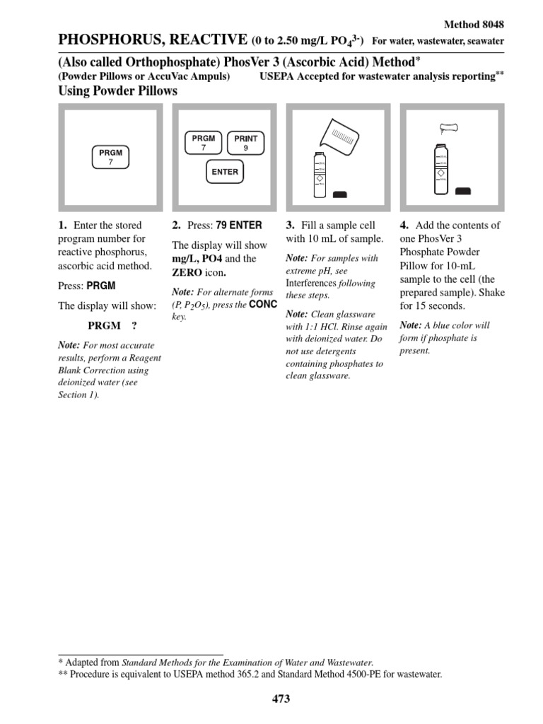 Phosphorus, Reactive, PhosVer 3 Method 8048, 02-2009, 9th Ed | PDF ...