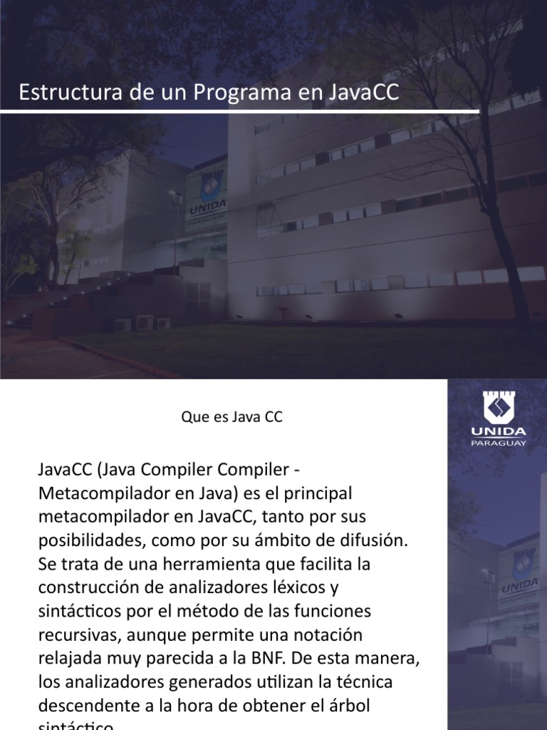 Estructura de Un Programa en JavaCC | PDF | Analizando | Java (lenguaje de programación)