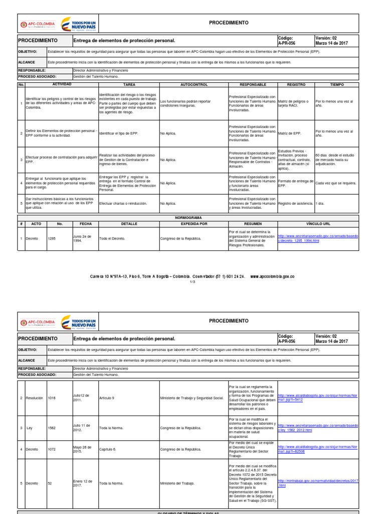 Procedimiento Entrega EPP | PDF
