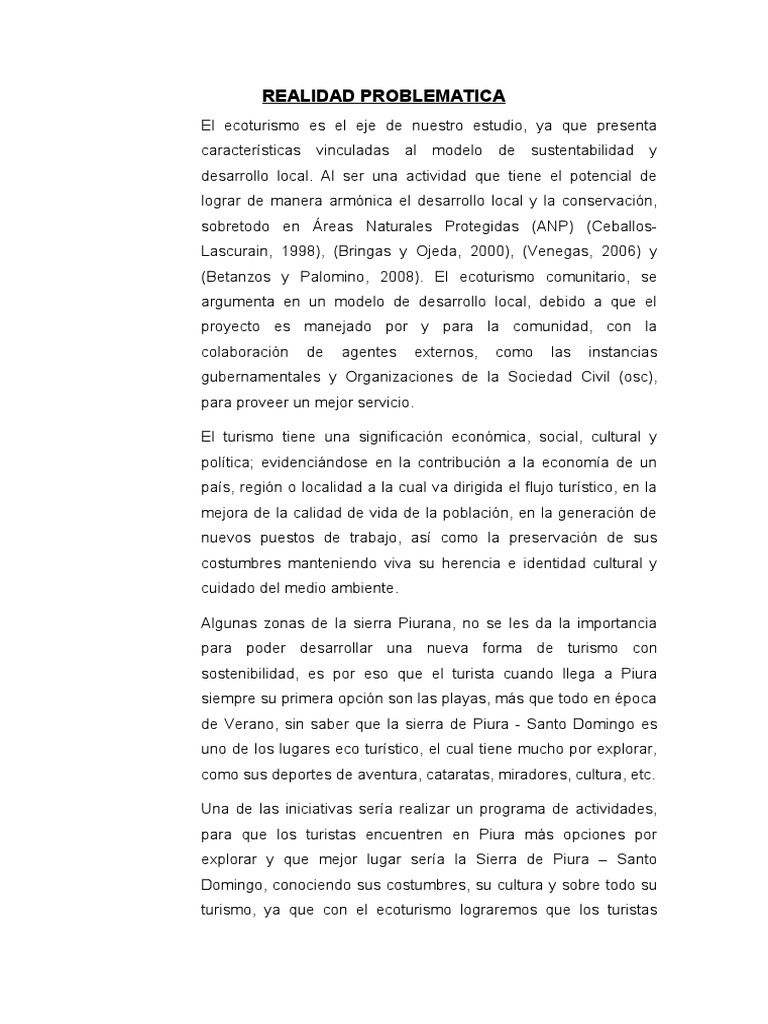 Realidad Problematica | PDF | Turismo | Sustentabilidad