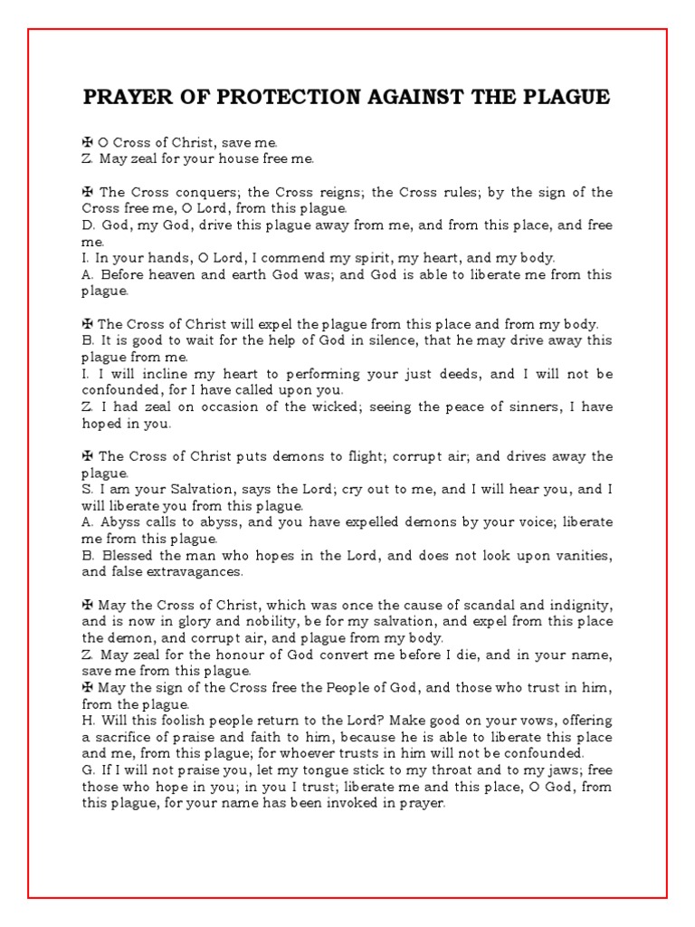 Prayer of Protection Against The Plague | PDF | Deliverance Ministry ...