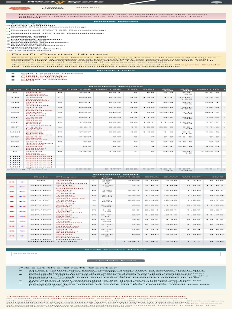 SimLeague Baseball Draft Center | PDF | Major League Baseball Seasons ...