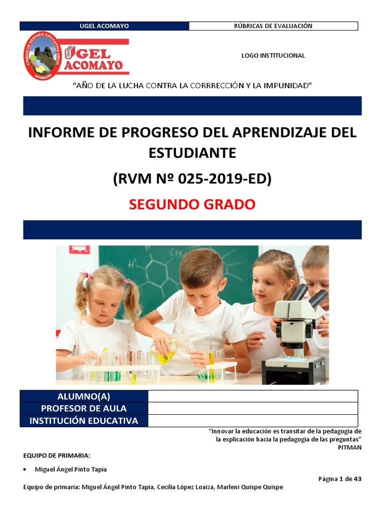 Informe de Aprendizaje Segundo Grado | PDF | Evaluación | Aprendizaje