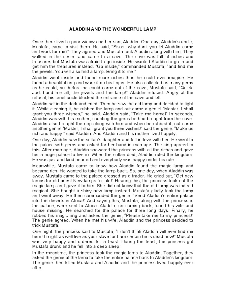 Aladdin and The Wonderful Lamp | PDF