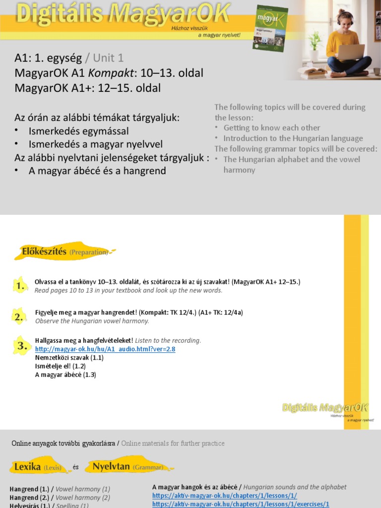 A1 1 Bevezeto A Magyar Nyelv | PDF