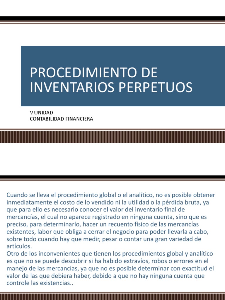 Procedimiento de Inventarios Perpetuos para Hacer Los Ejercicios | PDF | Inventario | Bienes