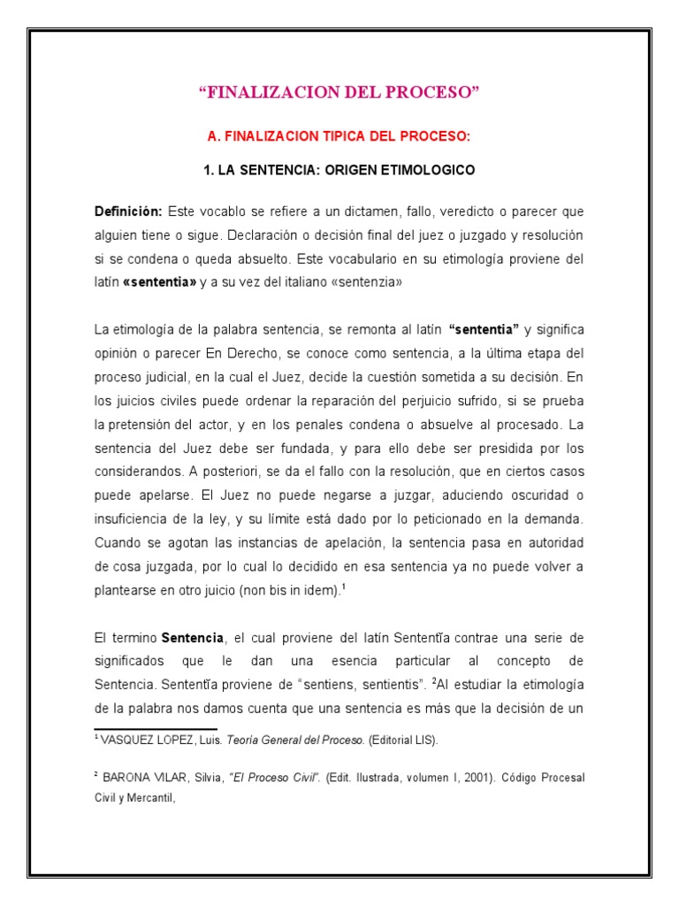 Finalizacion Del Proceso | PDF | Sentencia (ley) | Instituciones ...