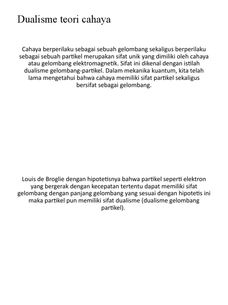 Dualisme Teori Cahaya | PDF