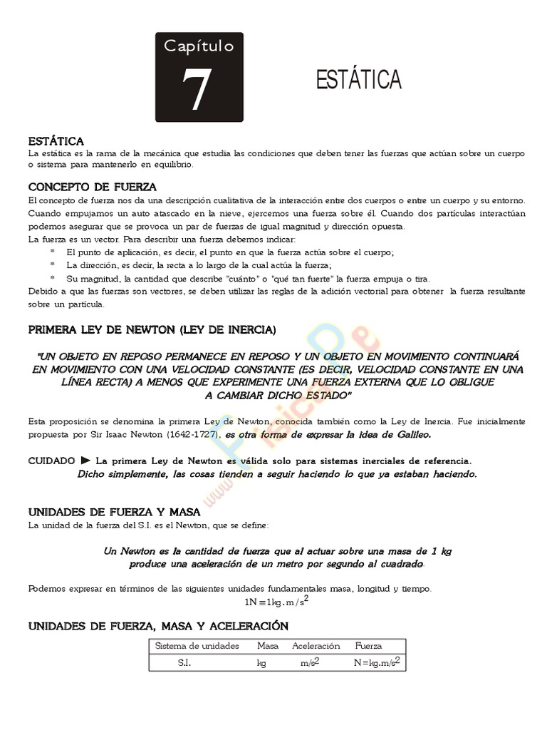 Fundamentos de la Estática y Fuerzas | PDF | Las leyes del movimiento ...