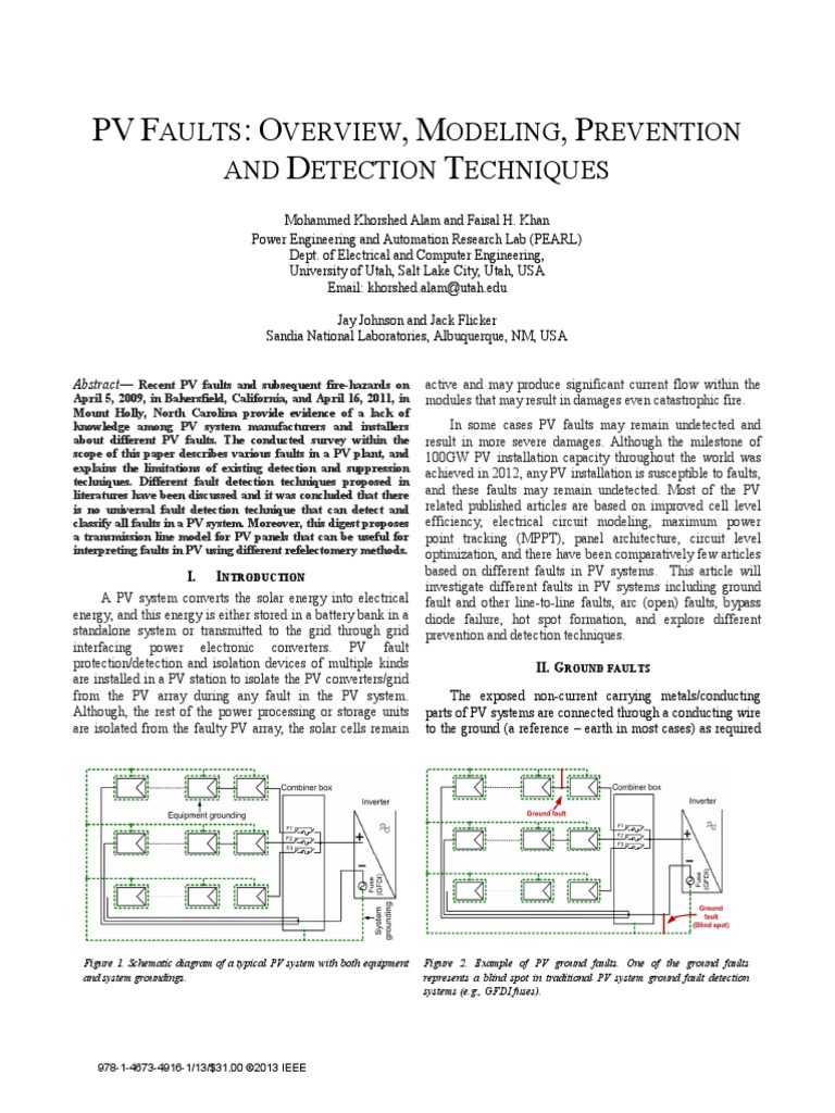 Pv Faults Overview Modeling Prevention And Detection Techniques Pdf Photovoltaic System