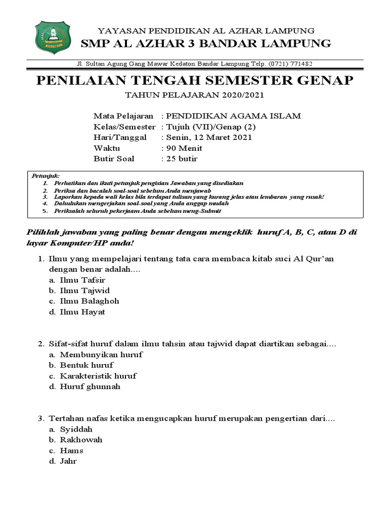 KOP SOAL PTS Genap | PDF