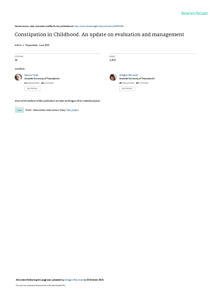 Pediatric Constipation Guide | PDF | Constipation | Rectum