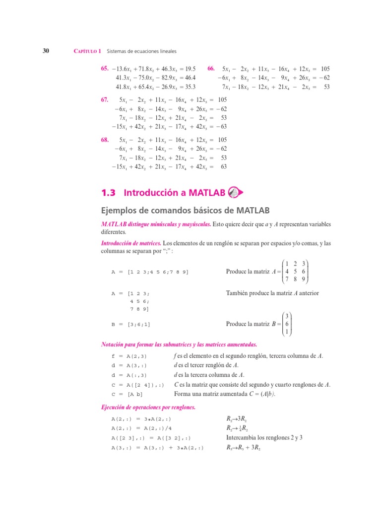 Matlab | PDF | Matriz (Matemáticas) | Álgebra lineal
