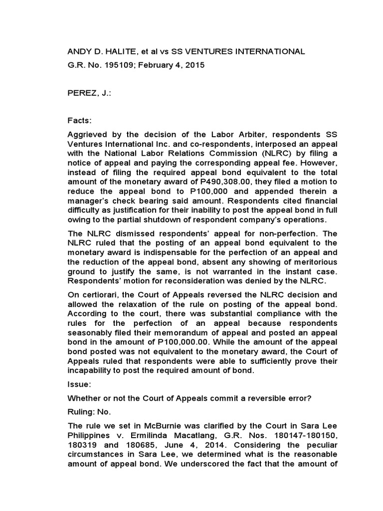 Halite Vs SS Ventures | PDF | Supersedeas Bond | Appeal