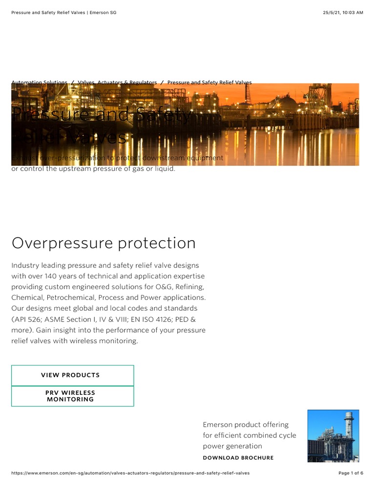 Pressure and Safety Relief Valves: Overpressure Protection | PDF ...