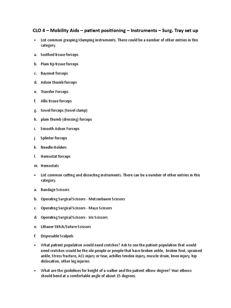 CLO 4 Study Guide | PDF | Surgical Suture | Musculoskeletal System