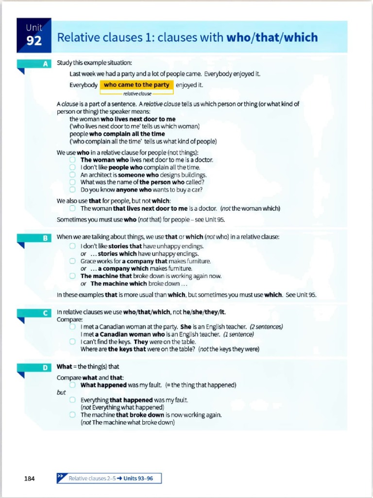 Relative & Participle Clauses | PDF | Subject (Grammar) | Sentence ...