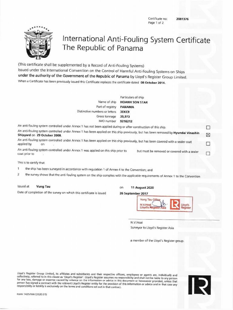25.international Antifouling Certificate | PDF
