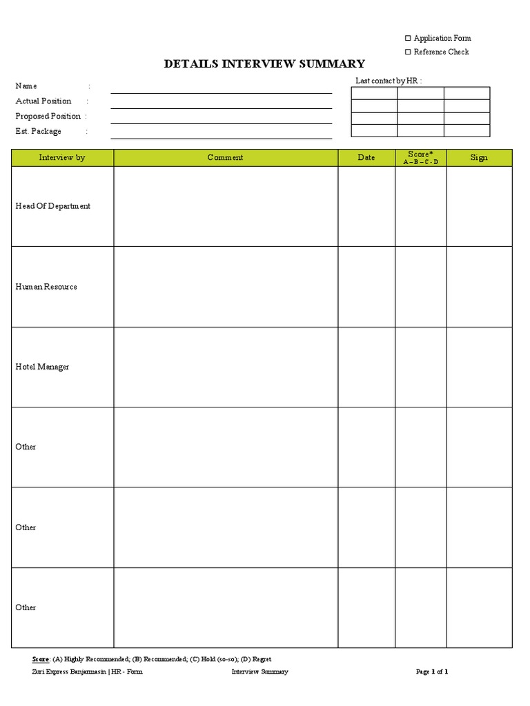 Interview Summary Form | PDF