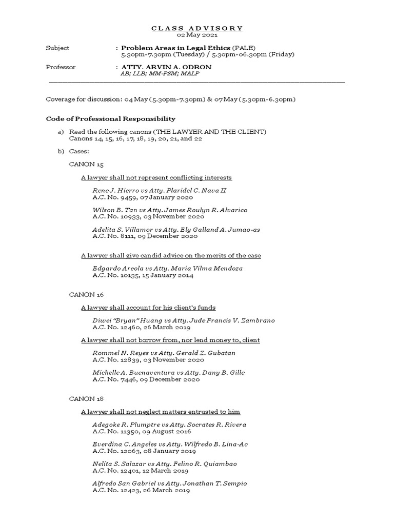 Class Advisory No. 8 (02 May 2021) | Download Free PDF | Jurists ...