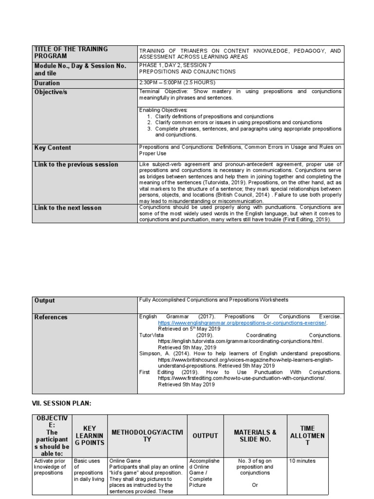 Prepositions and Conjunctions for 1st Graders | PDF | Preposition And ...