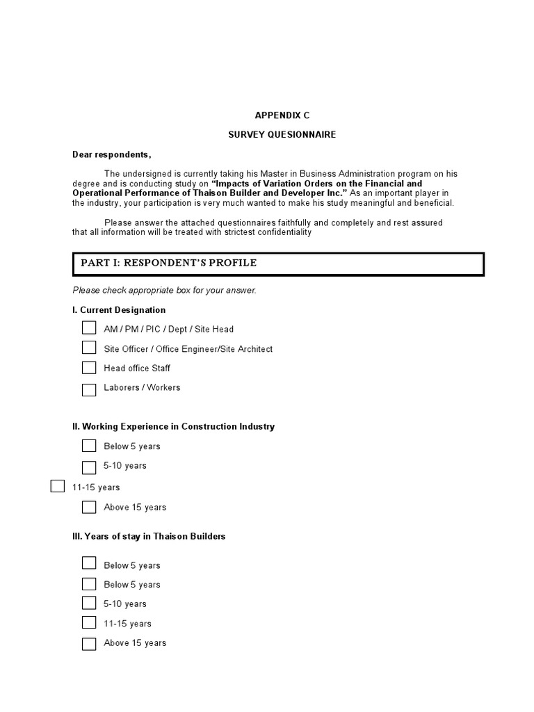 Thesis Questionnaire - Final | PDF | Specification (Technical Standard ...