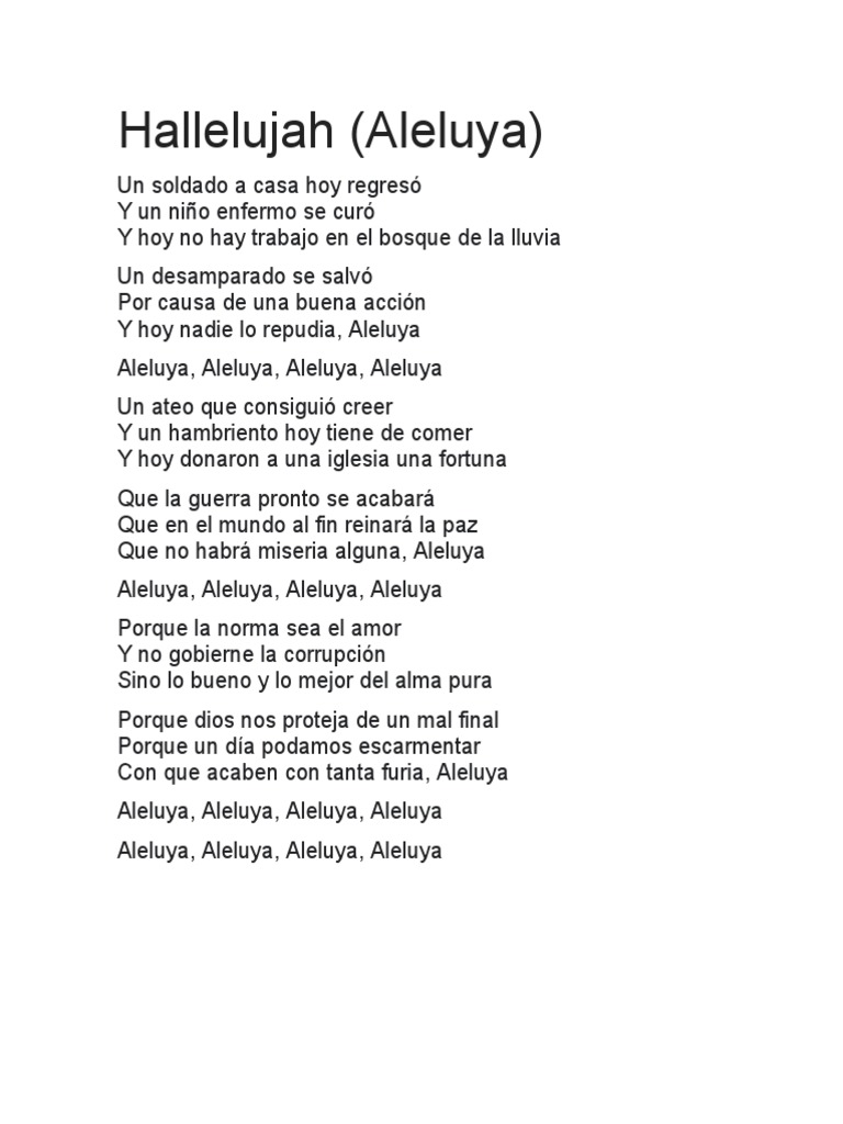 Letra Hallelujah en Español | PDF