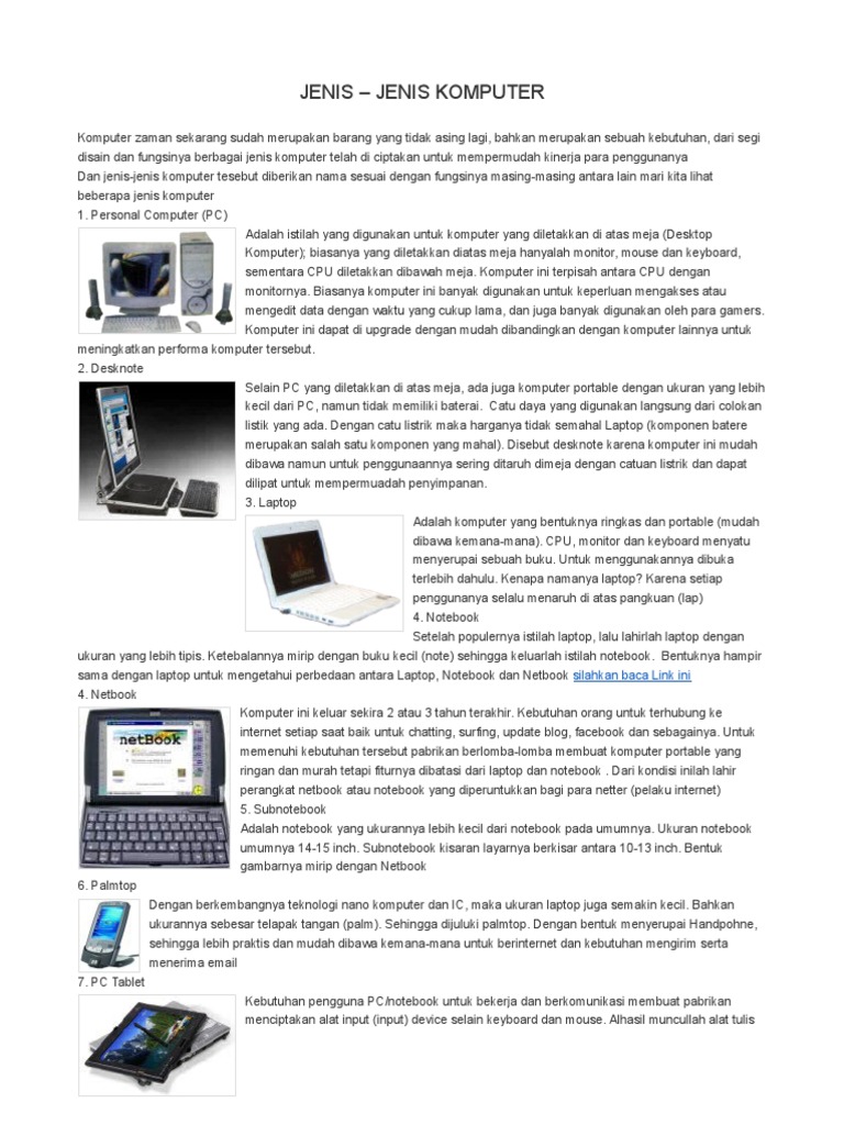 Jenis Komputer | PDF | Game & Aktivitas | Komputer