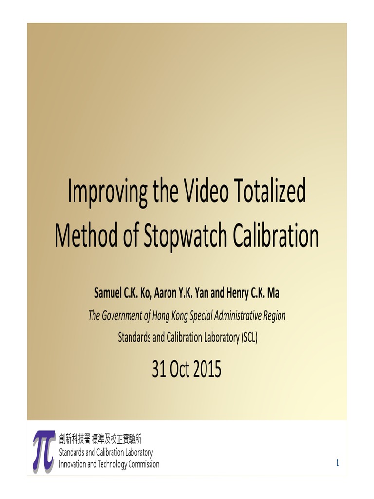Improving The Video Totalized Method of Stopwatch Calibration | PDF ...