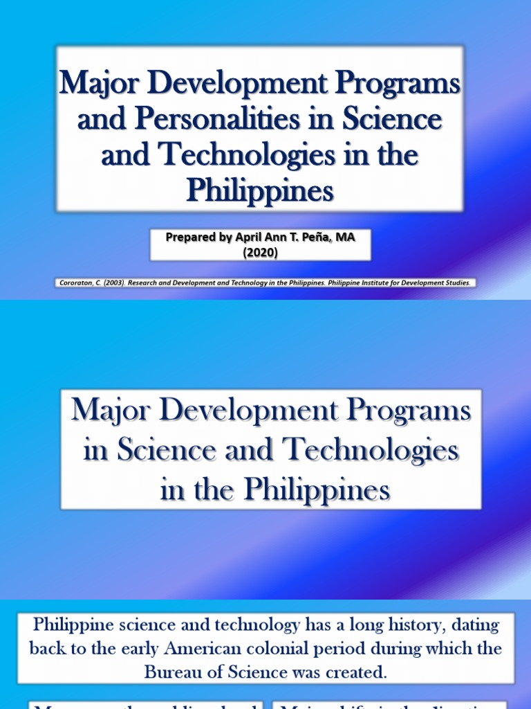 5 6.2. Major Development Programs and Personalities in S T in The ...