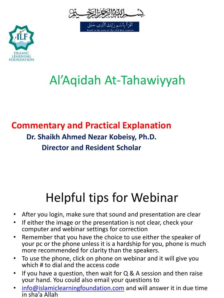 Al'Aqidah at Tahawiyyah: Commentary and Practical Explanation | PDF ...