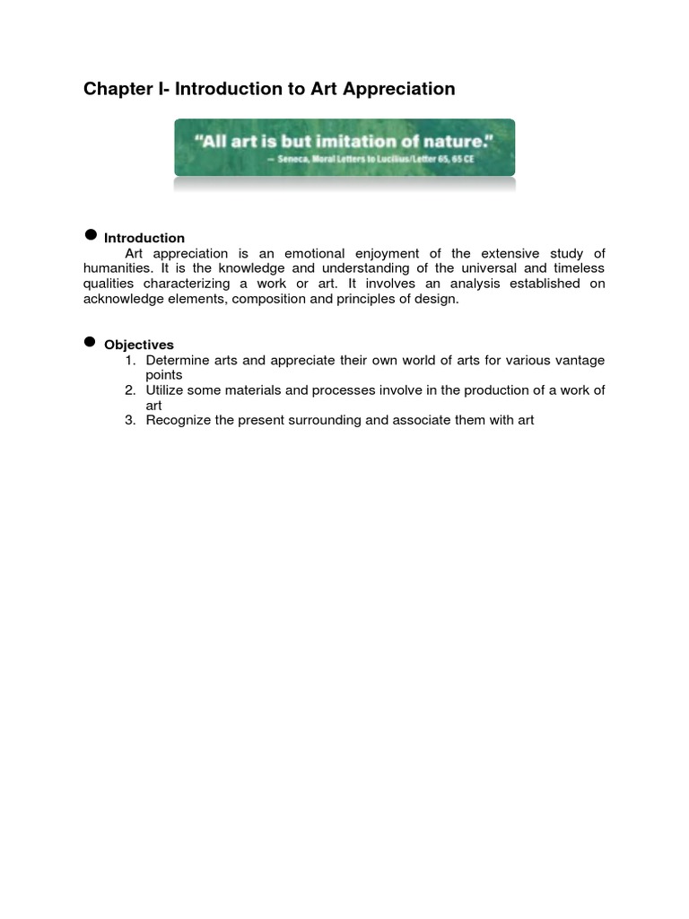 Chapter I-Introduction To Art Appreciation | PDF | Imagination | Plato