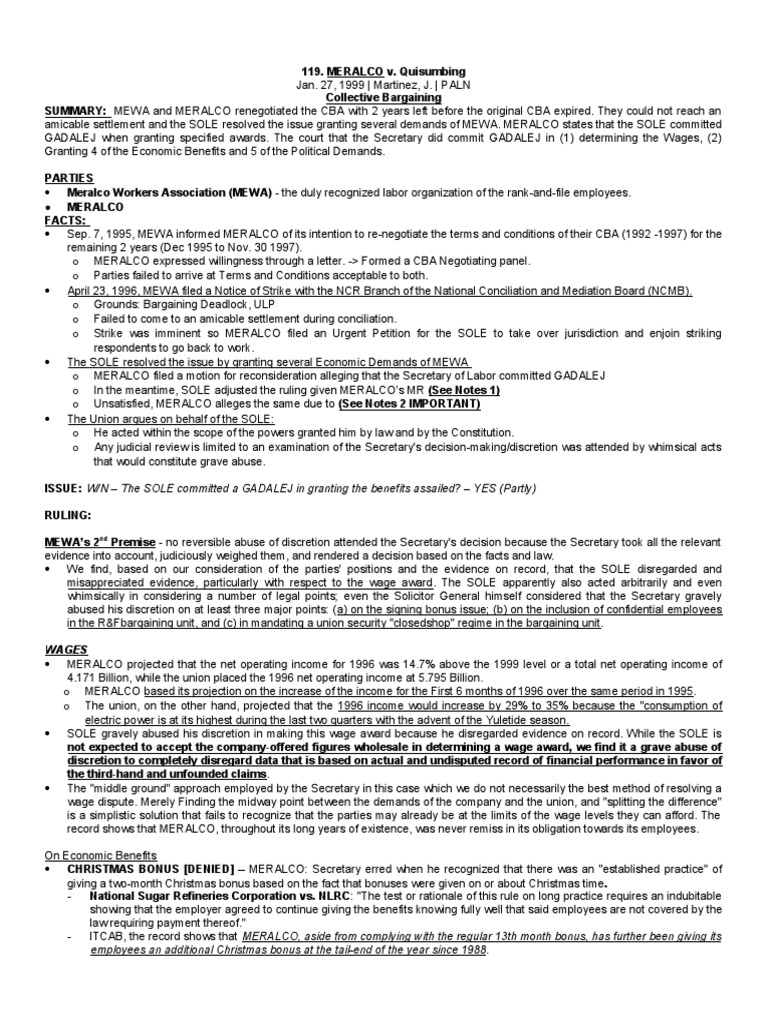 MERALCO v. Quisumbing | PDF | Collective Agreement | Employment