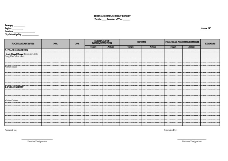 Annex B Bpops Accomplishment Report | PDF