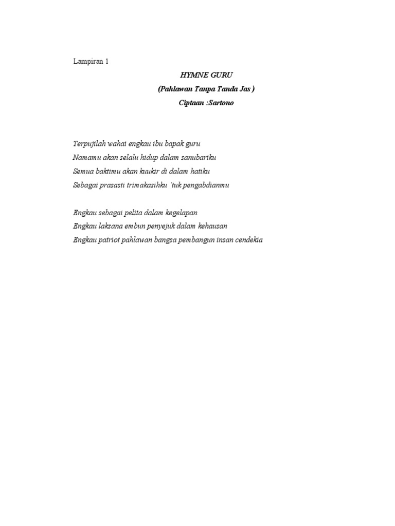 Lampiran 1 Himne Guru | PDF