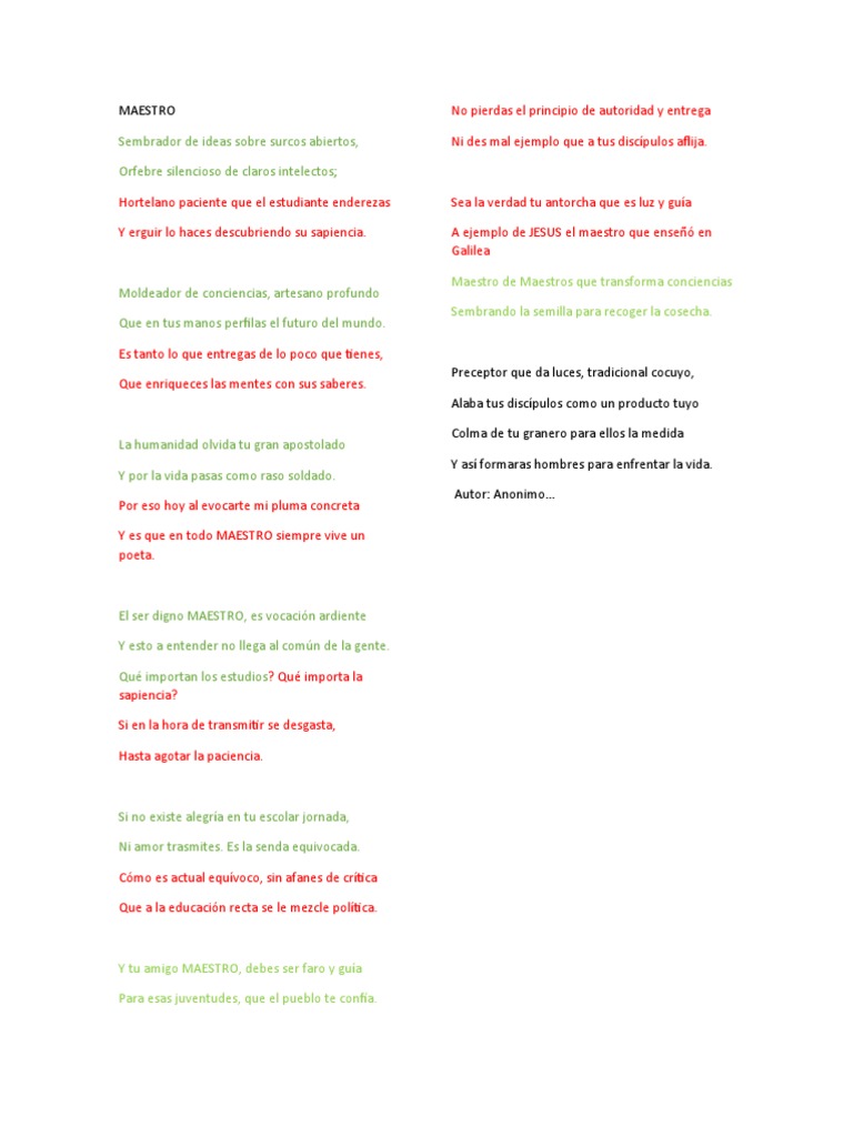 Poema homenaje al maestro | PDF | Arte