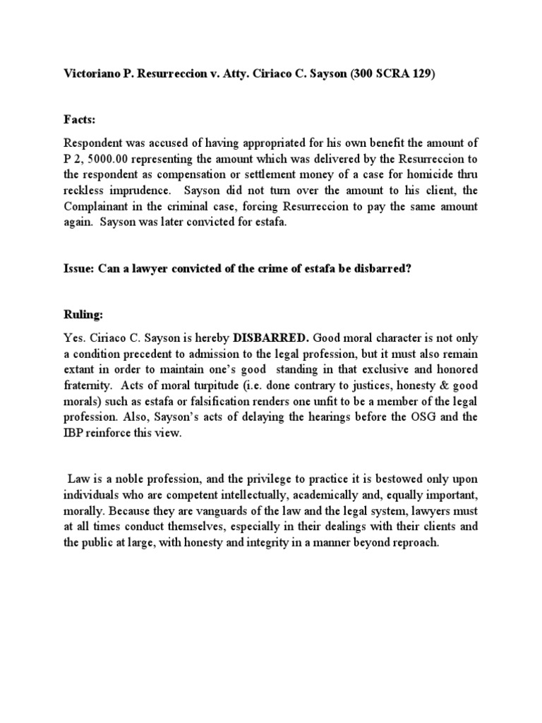 Resurrection vs. Sayson | PDF