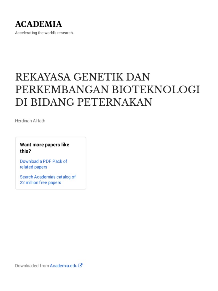 Rekayasa Genetik Dan Perkembangan Bioteknologi Di Bidang Peternakan | PDF