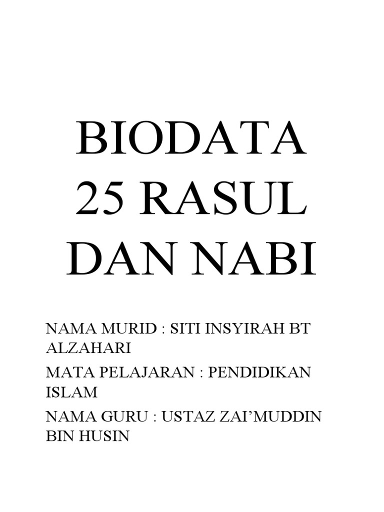 Biodata 25 Rasul Dan Nabi | PDF
