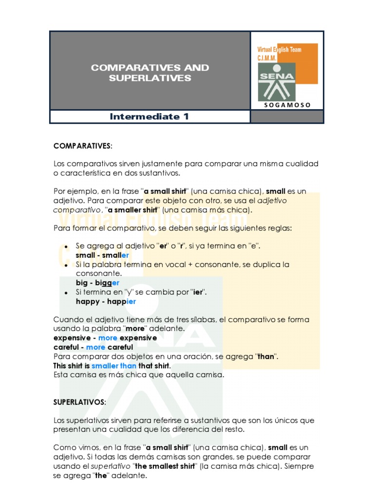 Comparativos y Superlativos en Inglés | PDF | Adjetivo | Gramática